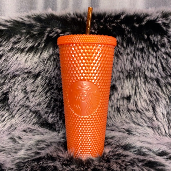 Starbucks | Other | Starbucks Orange Pearlized Bling Studded Cold Cup ...